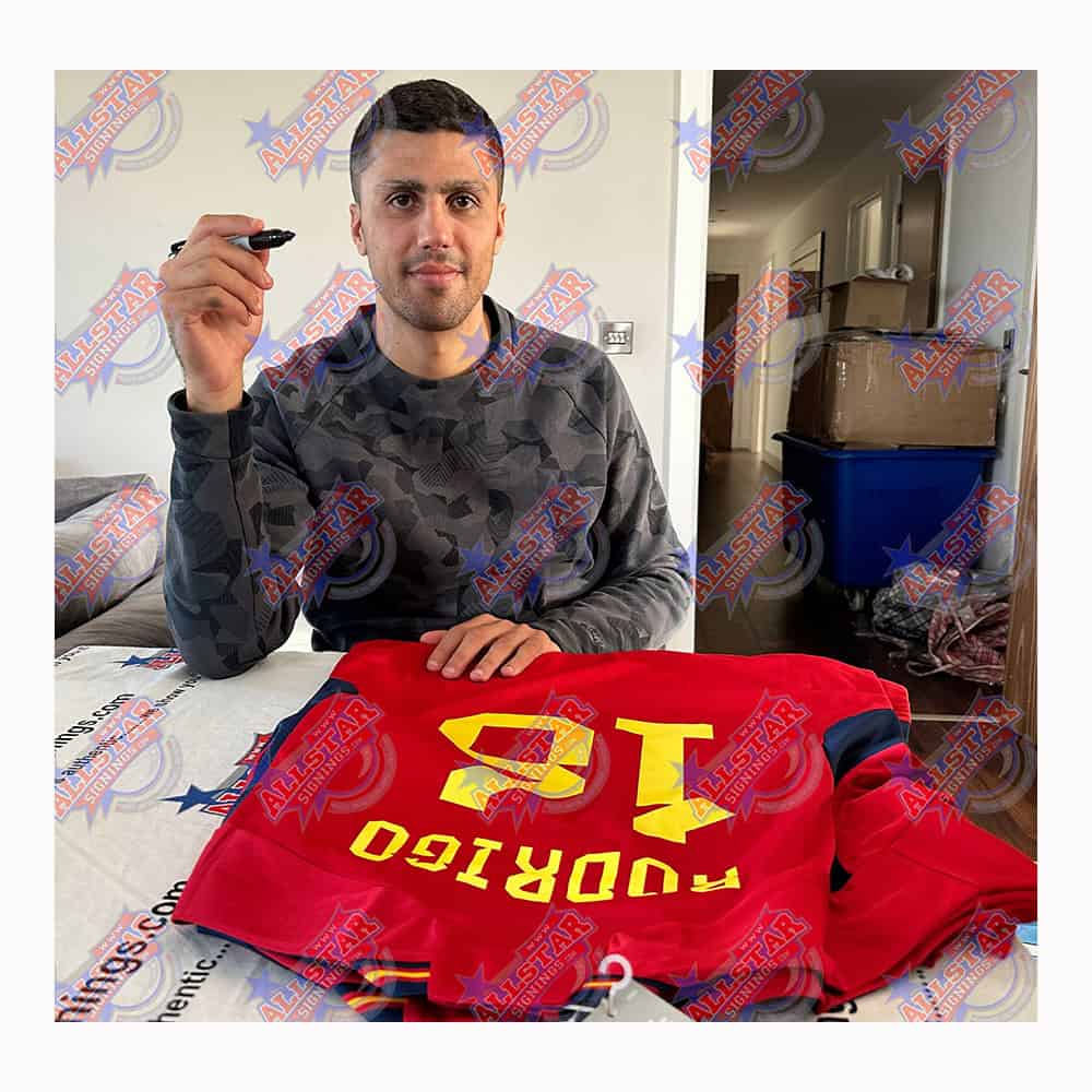 Rodri signed Spain 2022/23 home shirt - All Star Signings